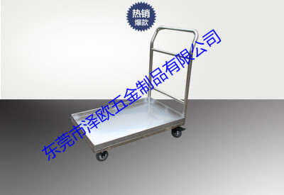 不锈钢双层单扶手手推车无护栏静音工具手推 中科商务网