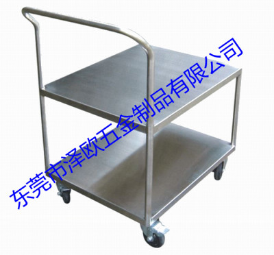 不锈钢双层单扶手手推车无护栏静音工具手推 中科商务网
